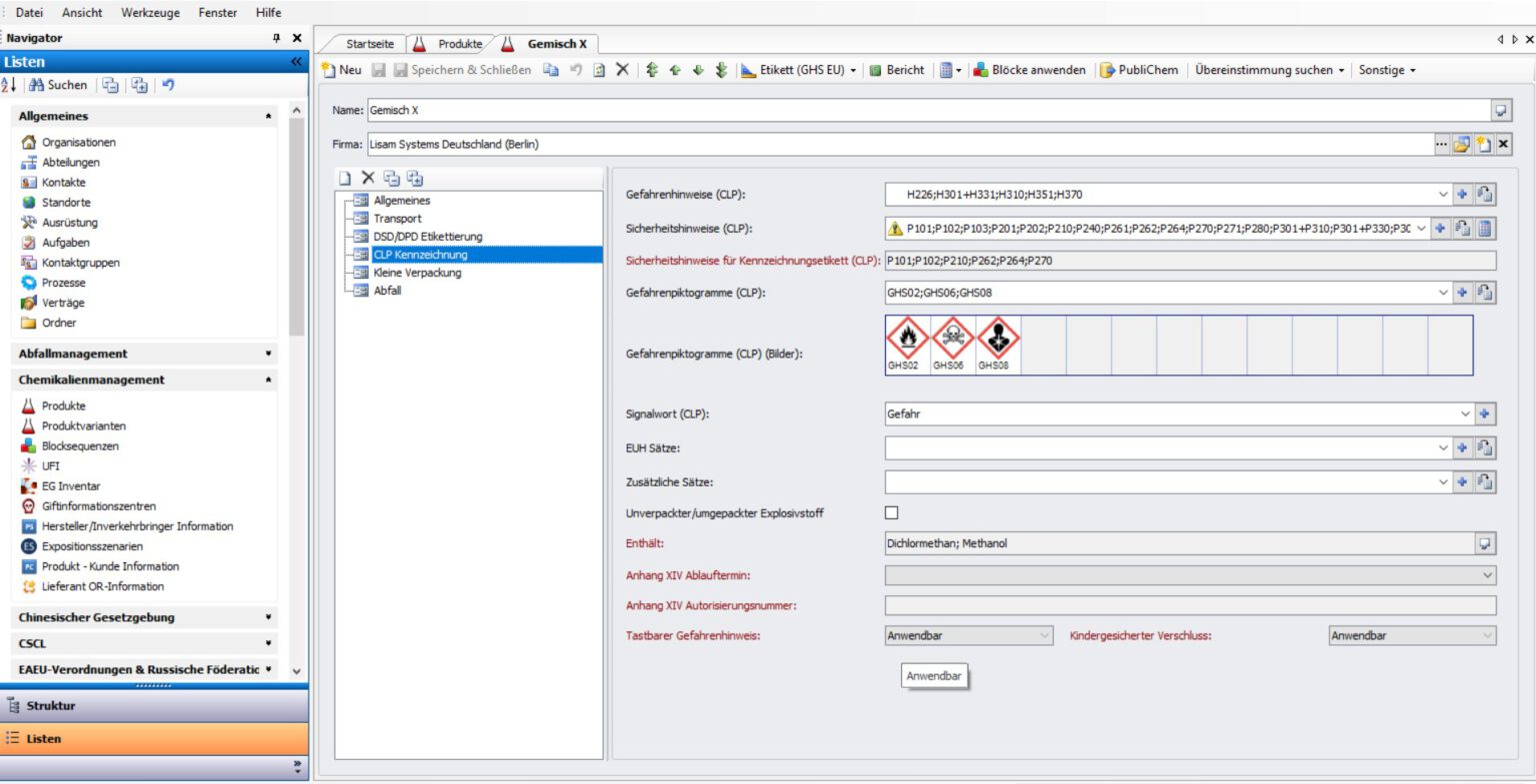 Chemikalien- & Gefahrstoffetiketten erstellen | Lisam Systems Deutschland